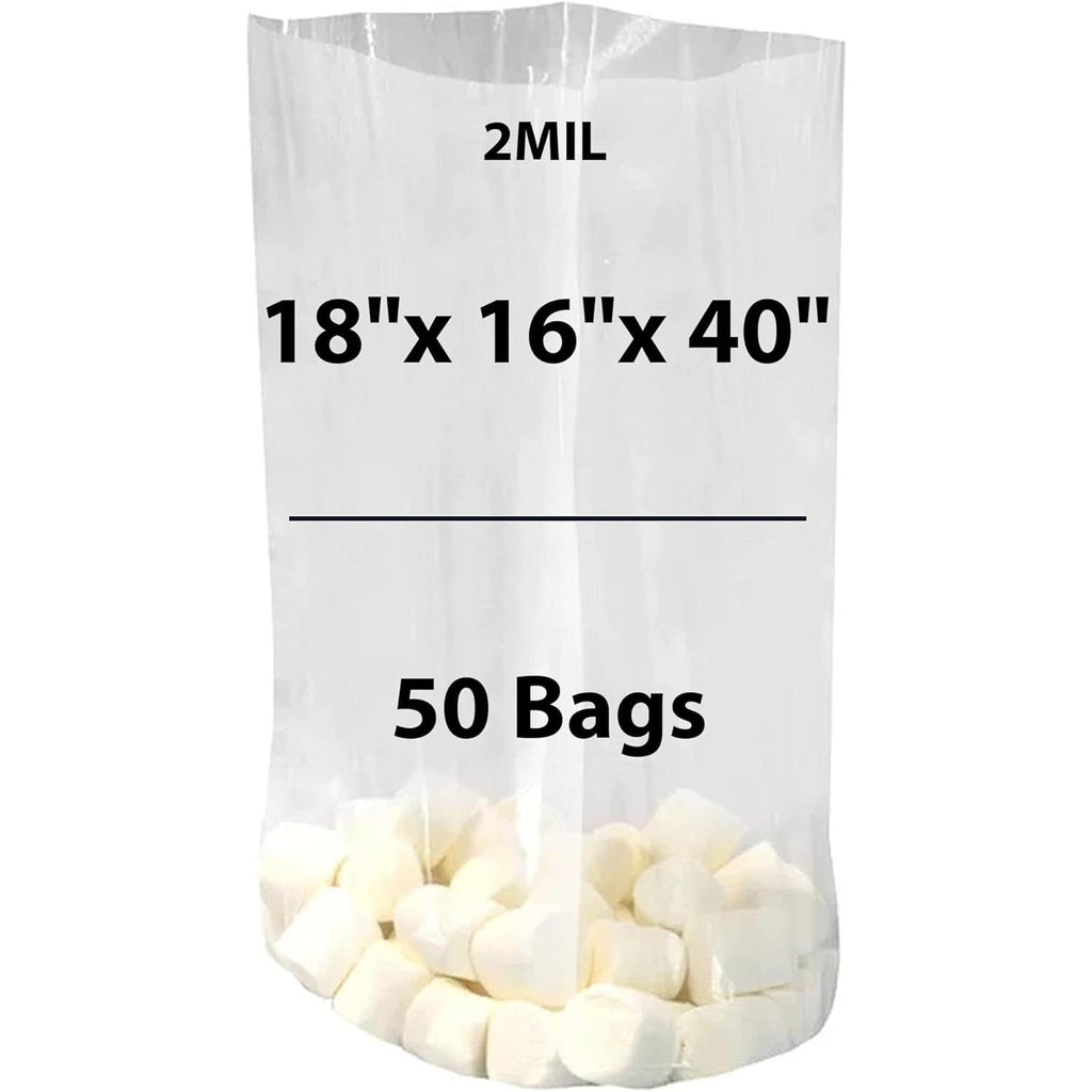 Clear Gusseted Poly Bags 2 Mil 18x16x40 Flat Bottom Heat Seal ...